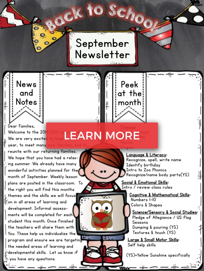 Child Care Newsletters - Get More Information About Our Preschool ...