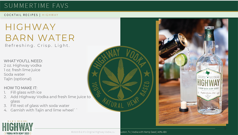 Recipe Ideas - See Our List Of Delicious Hemp Vodka Concotions | Highway Vodka