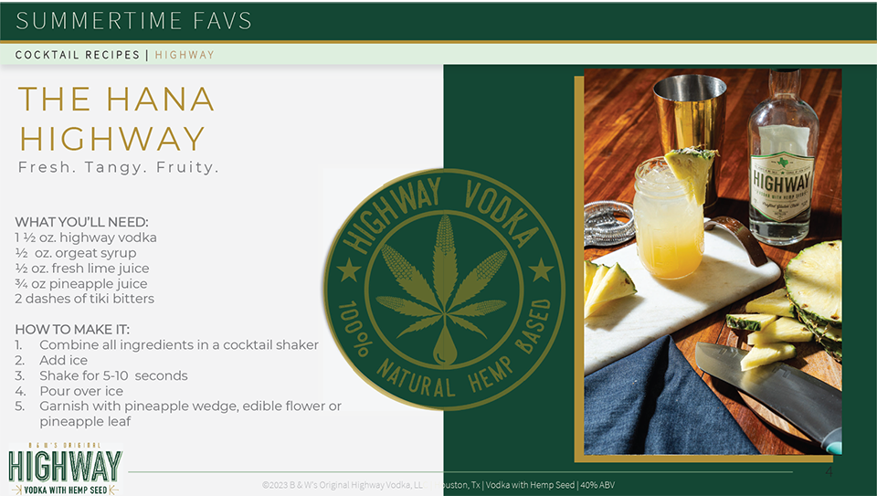 Recipe Ideas - See Our List Of Delicious Hemp Vodka Concotions | Highway Vodka