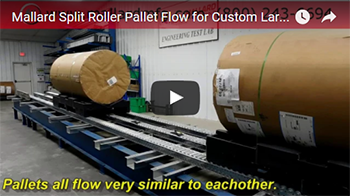 V-Shaped Pallets Take Victory Run Down Split-Roller Flow Rails ...