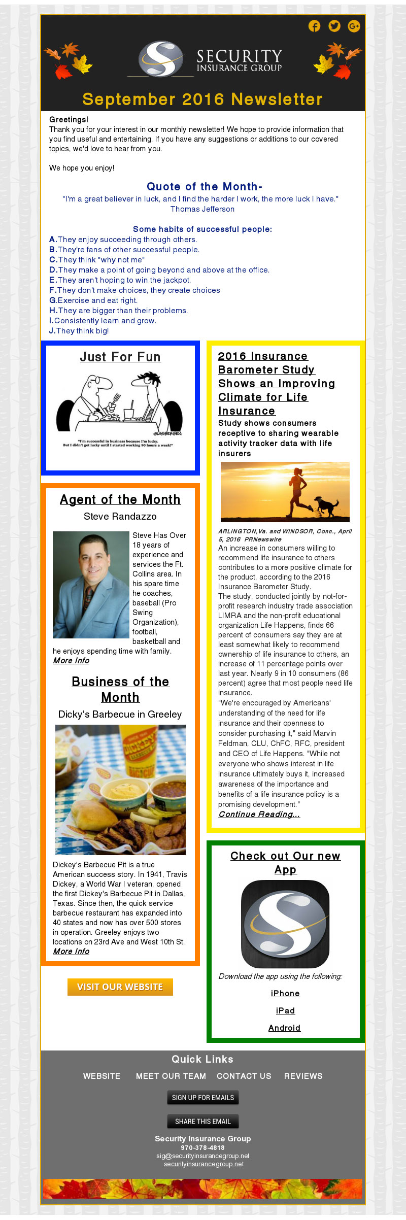 Security Insurance Group's Newsletters in Greeley - Call Today